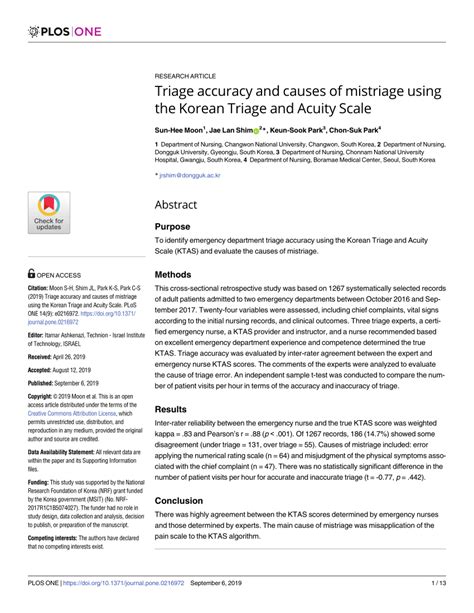 Pdf Triage Accuracy And Causes Of Mistriage Using The Korean Triage
