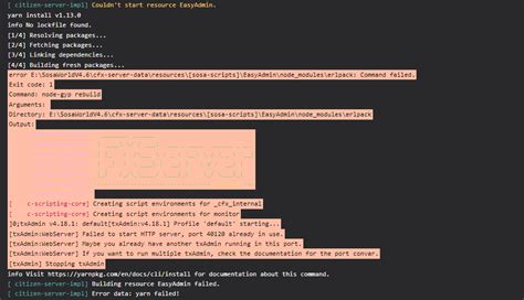 [bug] error data yarn failed · issue 523 · blumlaut easyadmin · github