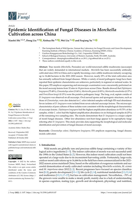 Pdf Epidemic Analysis Of Morchella Fungal Diseases And Identification