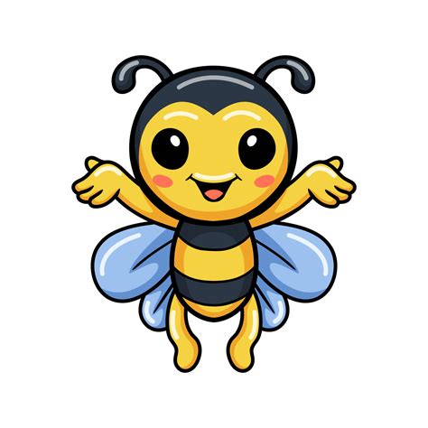 Linda Caricatura De Abeja Pequeña Levantando Las Manos 12944099 Vector