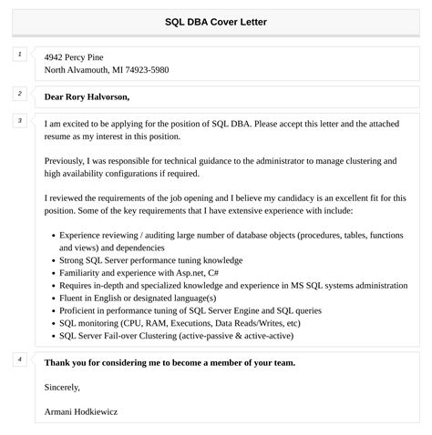 Sql Dba Cover Letter Velvet Jobs