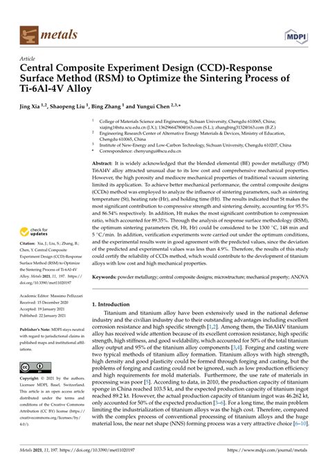 Pdf Central Composite Experiment Design Ccd Response Surface Method Rsm To Optimize The