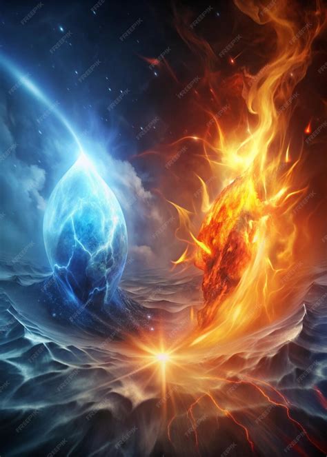 Fire Vs Ice Wallpaper Background Premium Ai Generated Image