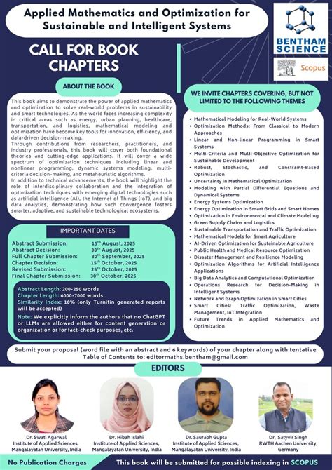 Pdf Call For Book Chapter Applied Mathematics And Optimization For