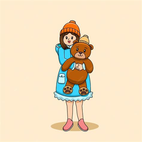 Premium Vector Beautiful Girl Hugging Teddy Bear Illustration