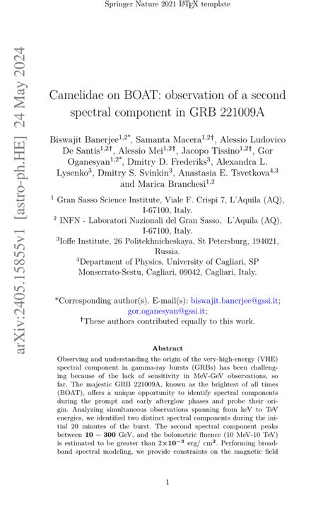 Pdf Camelidae On Boat Observation Of A Second Spectral Component In Grb 221009a