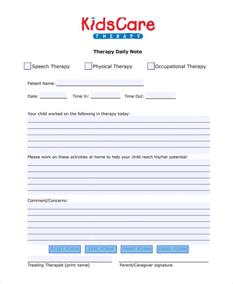 Speech Therapy Progress Notes Template Kaesg Blog