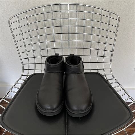 Ugg Classic Ultra Mini In Black Leather Gem