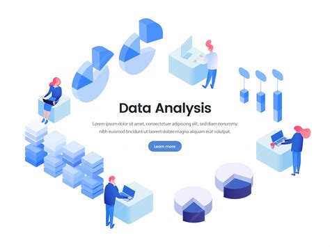 Data Business Analysis Isometric Landing Page Premium Vector