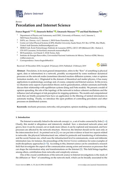 Pdf Percolation And Internet Science