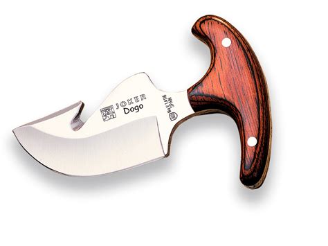 Red Wood Handle Gut Hook 8 Cm Stainless Steel Fixed Blade Joker Dogo