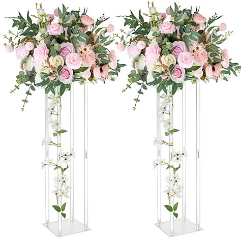 Lanlong 2 Pcs Clear Acrylic Vases Wedding Centerpieces For Tables31