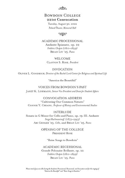 221st Convocation Bowdoin Officially Opens The Academic Year Bowdoin