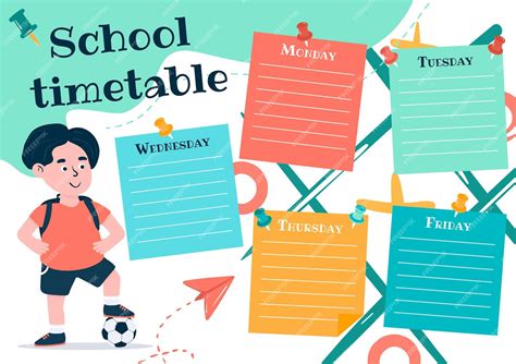 Premium Vector Bright School Timetable Vector Illustration