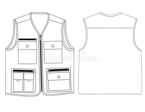 Set Of Chest Vest Bag Coloring Vector Illustration Front And Back View Stock Illustration