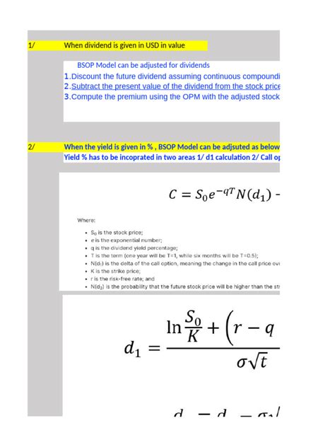 Bsop Model With Dividends Q Pdf Option Finance Black Scholes Model