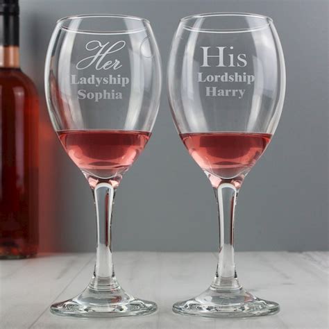 Personalised His And Her Wine Glass Set Uk
