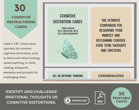 Cognitive Restructuring Cognitive Behaviour Therapy Printable Cards