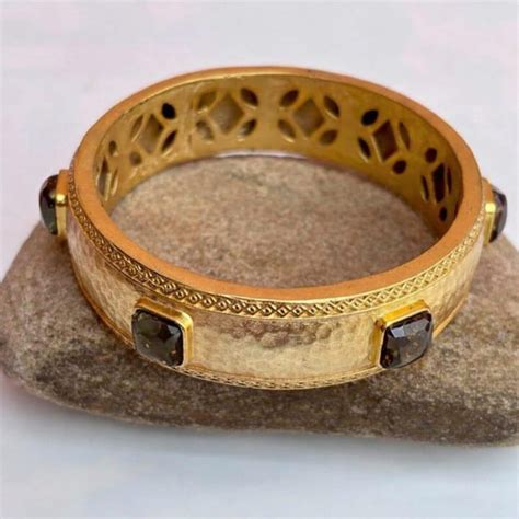 Smokey Quartz Handmade Gold Plated Bangle Etsy