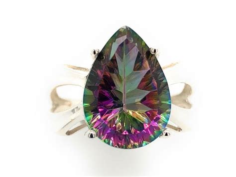 Beautiful 25ct Mystic Topaz 925 Solid Sterling Silver Ring Size 6 8
