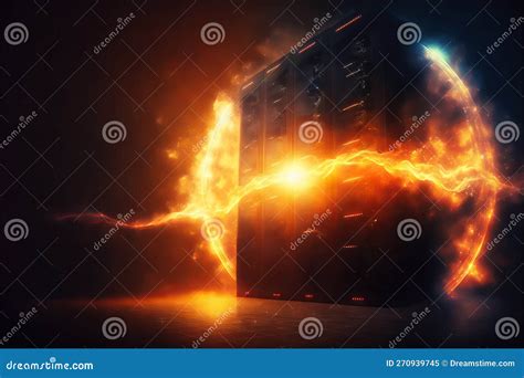 Server Room Data Center With Cinematic Lighting Generative Ai Stock Illustration Illustration