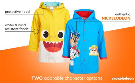 Nickelodeon Boys Rain Jacket Hooded Slicker Shell