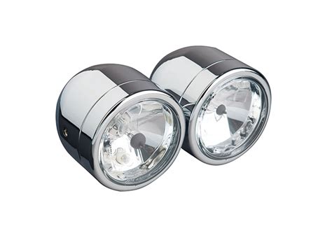 Headlight Double Round H4h7 90mm Chrome Motorcycle Spares And