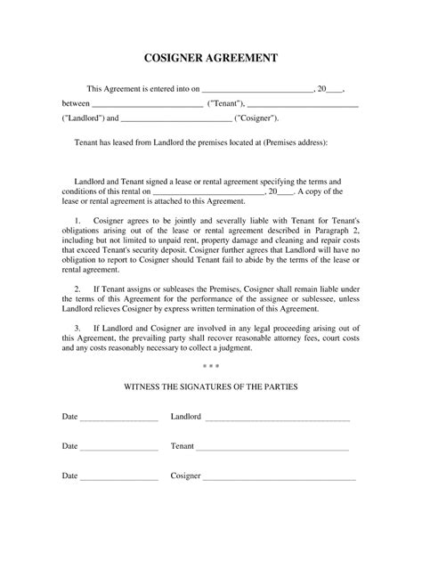Cosigner Agreement Law For Landlords Landlord Forms Fill Out And