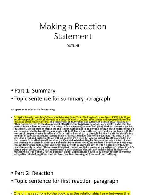 Making A Reaction Statement Download Free Pdf Clinical Psychology