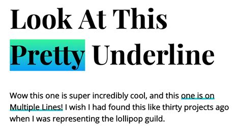 A Custom Colored Underline That Will Span Multiple Lines Using CSS JS