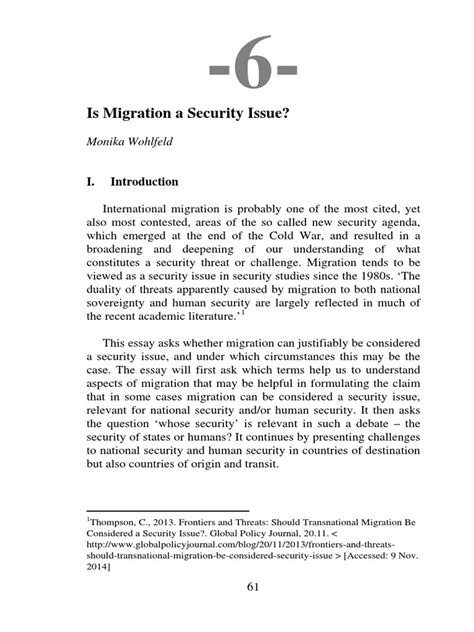 Is Migration A Security Issue Pdf Immigration Illegal Immigration