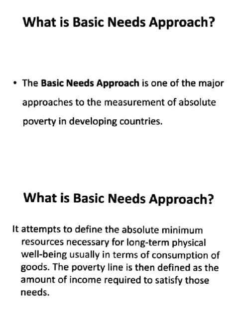 Basic Needs Approach Pdf Basic Needs Poverty Threshold
