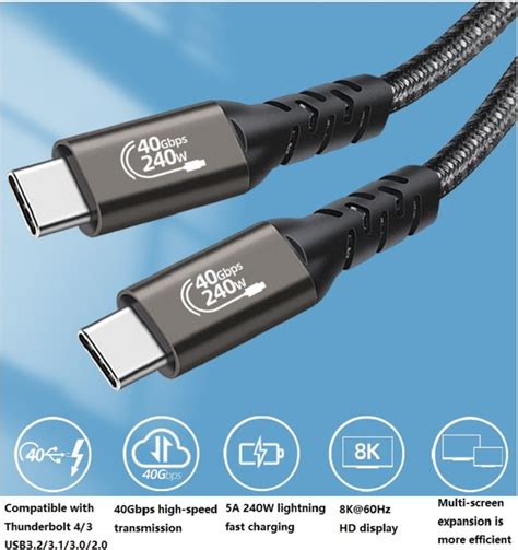 Buy Usb4 Gen3 240w40gbps Power Charging And Data Transfer Cable Df