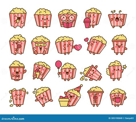 Cute Kawaii Popcorn Character Stock Illustration Illustration Of Meal