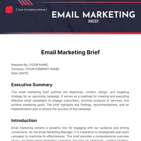 Email Marketing Brief Template Edit Online And Download Example