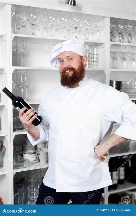 Assistant Chef Selects Wine To Cook Pork Stock Image Image Of Gourmet