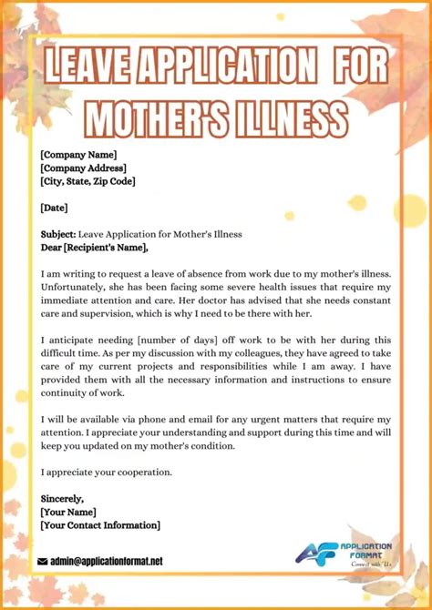 How To Write Leave Application For Mothers Ilness