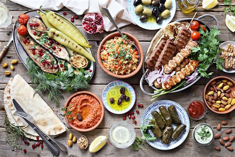 Basic To Spicy Ingredients Components Of Middle East Food Platter