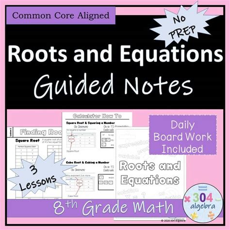 Roots And Equations Guided Notes 8th Grade Math Unit No Prep By 304