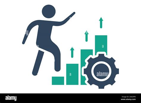 Process Improvement Icon Solid Icon Style People Climb Charts And