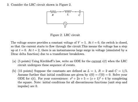 Solved 3 Consider The Lrc Circuit Shown In Figure 2 R L C