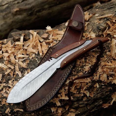 Handmade Knife Leaf Shape Knifewood Handle Evo Custom Store