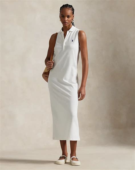Stretch Cotton Sleeveless Polo Dress
