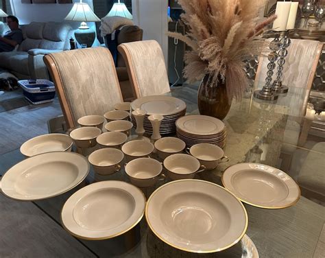 Lenox Eternal 24kt Gold China Set Of 12 Made In The Usa Etsy