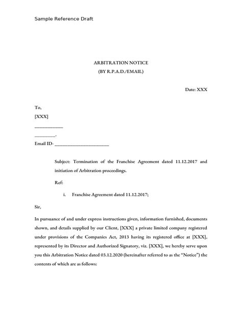 Sample Notice Arbitration Pdf