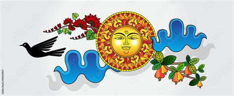 Sinhala And Tamil New Year Banner Sri Lankan Traditional Sun Poster