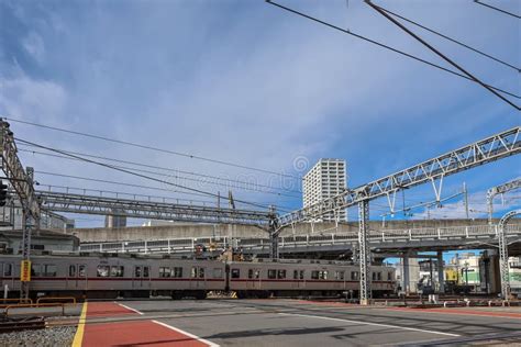 Urban Railway Intersection With Overpasses And Road Traffic Tokyo Dec 8 2024 Editorial