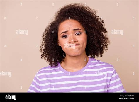 Closeup Photo Of Young Adorable Gorgeous Girl Funny Sad Grimace Oops