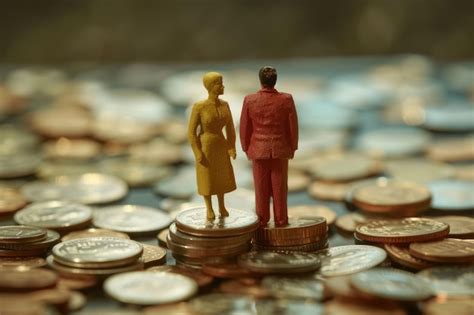 Premium Photo Income Inequality Concept Shown With Realistic Male And Female Figurines And