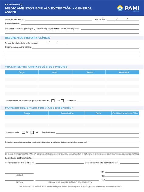 Formulario De Solicitud De Medicamentos Por Via De Excepcion Inicio Pdf